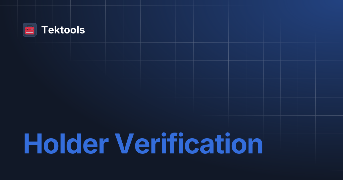 Holder Verification | Tektools